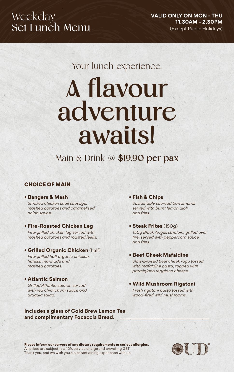 OUD Restaurant Singapore Menu for Authentic Asian Cuisine